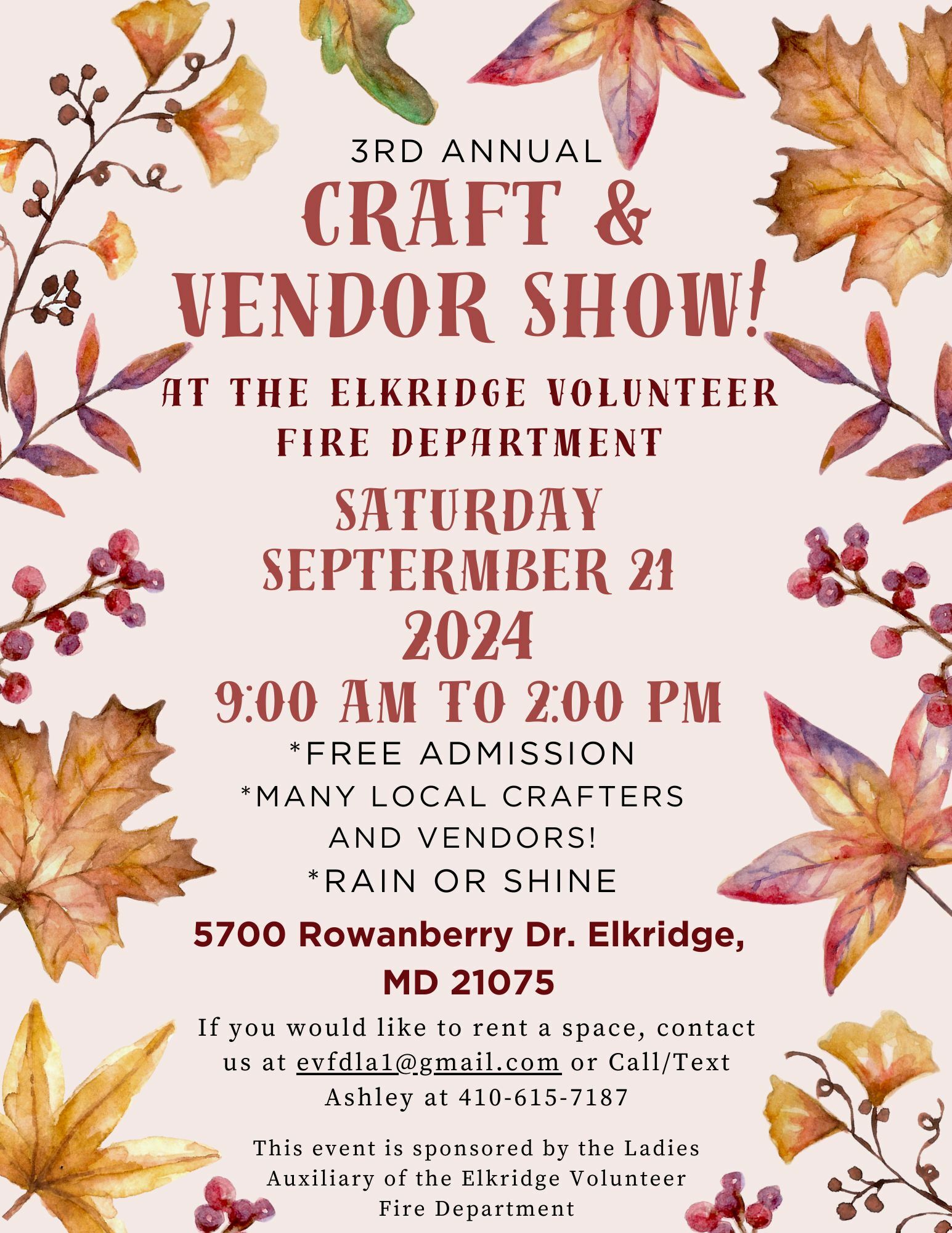 3rd Annual EVFD Craft and Vendor Show - Elkridge Volunteer Fire Department